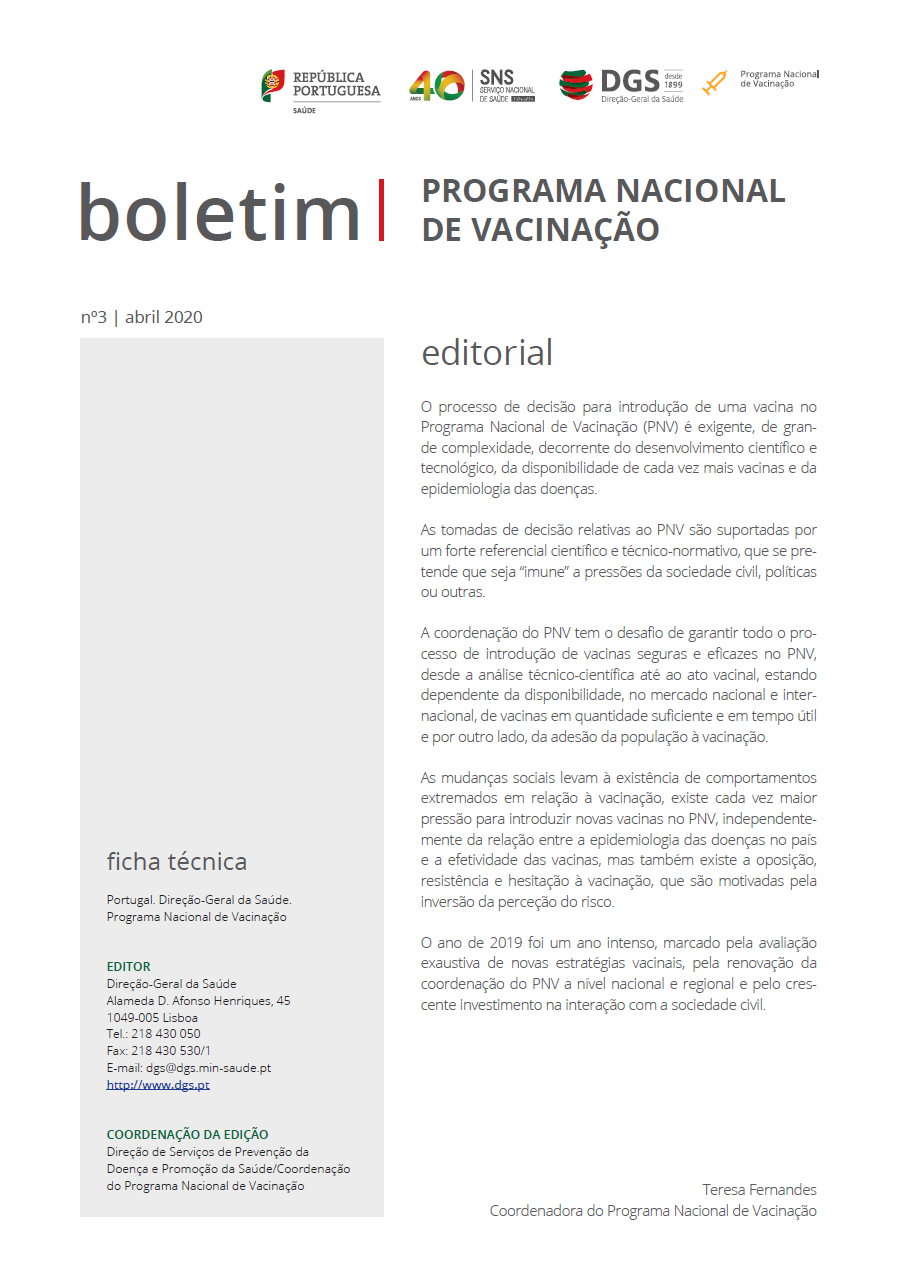 Boletim nº3/2020 do Programa Nacional de Vacinação